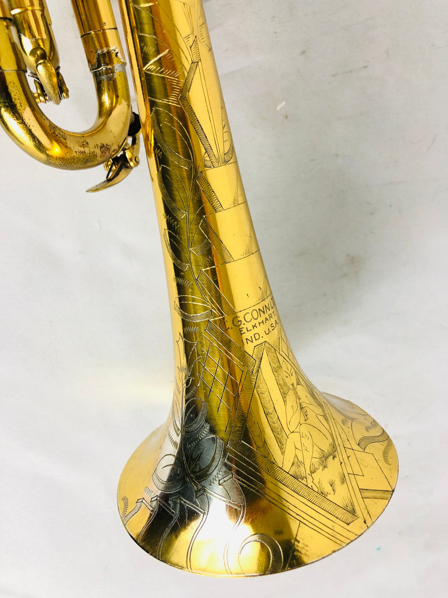 Conn 40B Connqueror Gold Plate Vocabell Trumpet FULLY ENGRAVED – Sax Stable